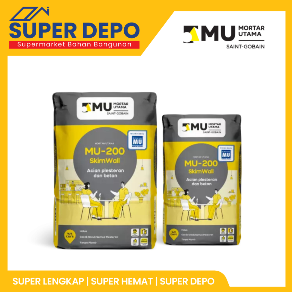 Jual ACIAN PLESTER DAN BETON MORTAR UTAMA - MU-200 SKIMWALL 20 KG/40 KG ...