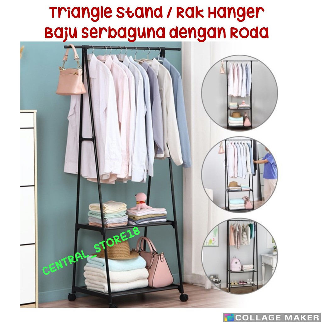 Jual [CS] Triangle stand / Rak Hanger Yumi Baju Serbaguna dengan Roda 4 ...