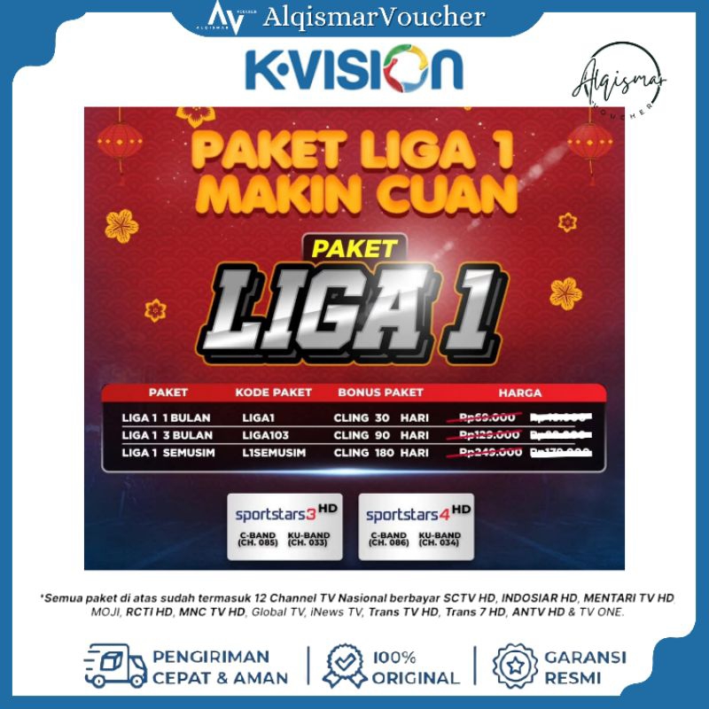 Jual TV VOUCHER Paket Liga 1 Liga Indonesia K-Vision 1Bulan 3Bulan 1 Musim Bisa Semua Jenis K ...