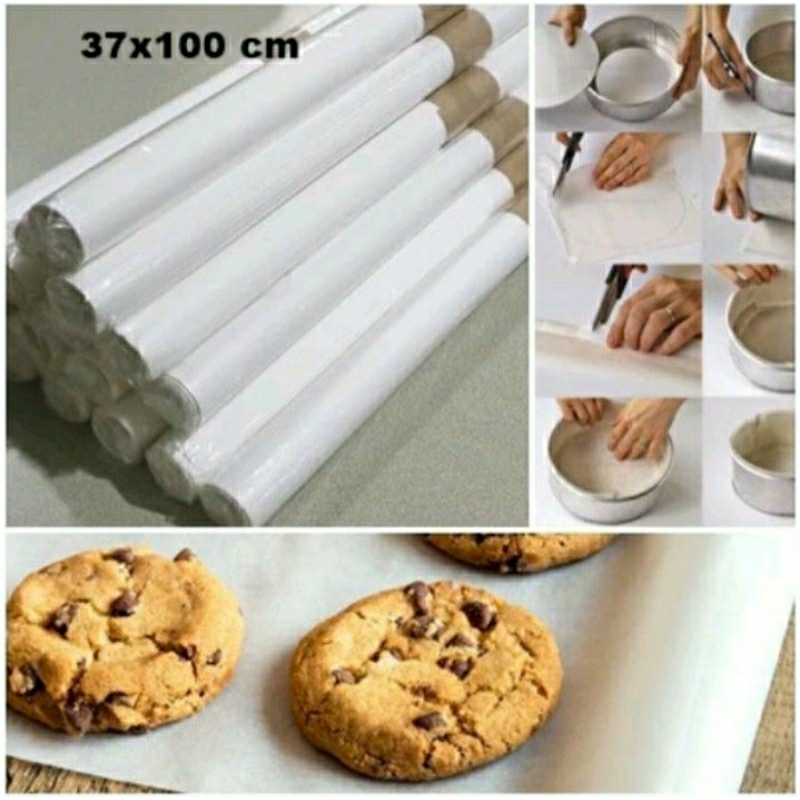 Jual kertas roti kertas kue 37 × 100cm (L × P ) kertas alas roti ...