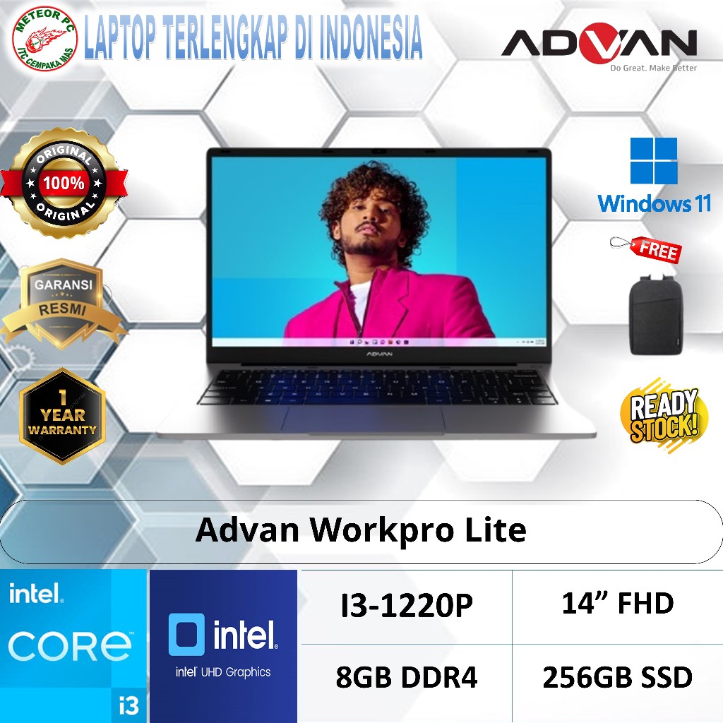 Jual Advan Workpro Lite i3 1220P/8GB/256GB SSD/14″IPS/W11 | Shopee ...