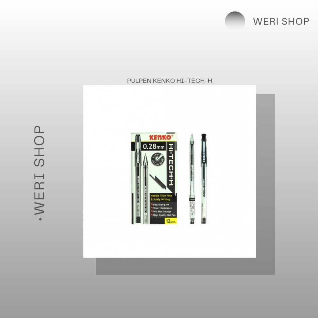 Jual PULPEN KENKO HI-TECH-H KENKO HITAM / PULPEN GEL PEN (1 PAK ISI 12 ...