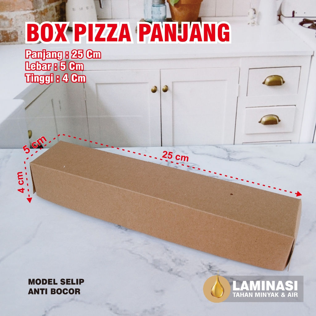 Jual Box Pizza Panjang 25x5x4 cm Bahan Kraft PE dan Ivory Putih 300 gsm ...