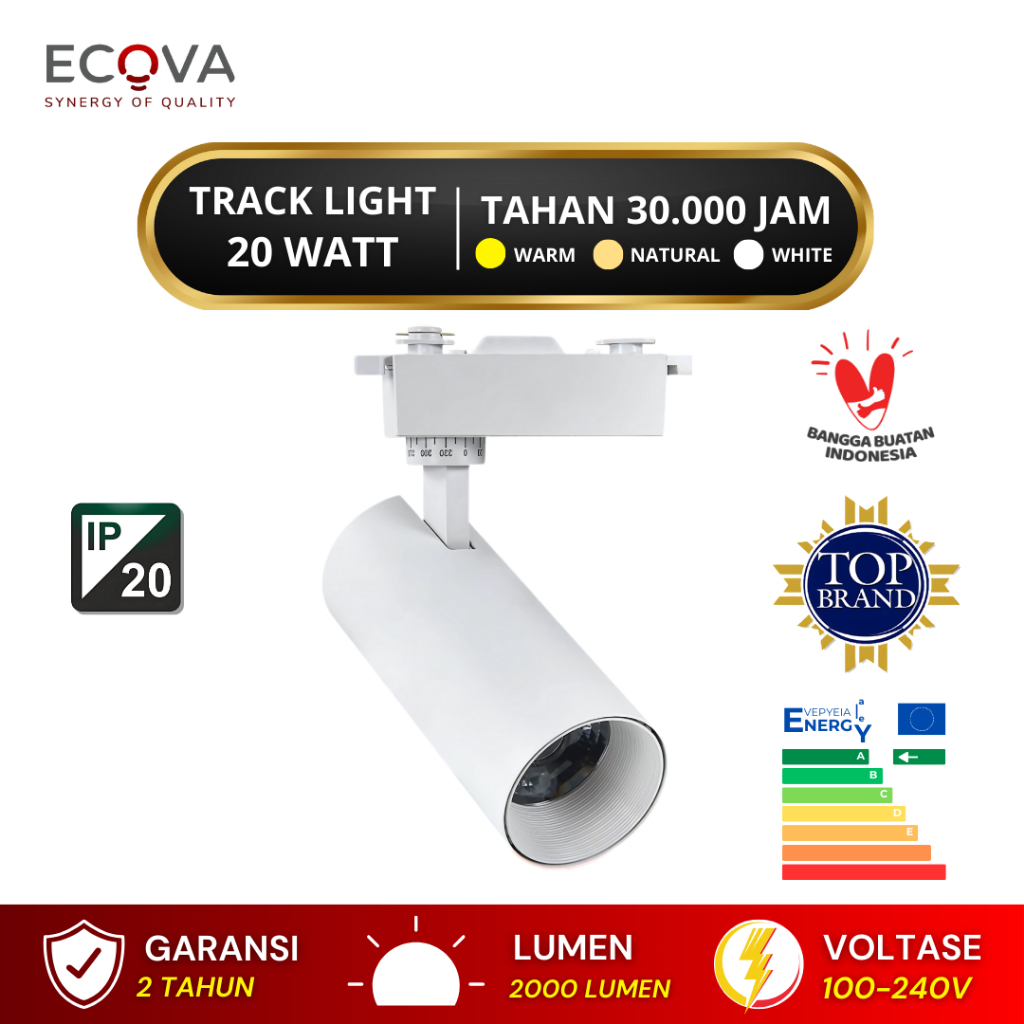 Jual Ecova - Lampu LED Track Light Spotlight | 20 Watt | White | Shopee Indonesia