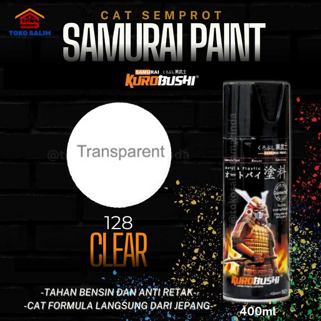 Jual Cat Semprot Samuraipaint / Pilox Samurai Paint Standard Colour ( Clear ) / #128 / 400 ML ...