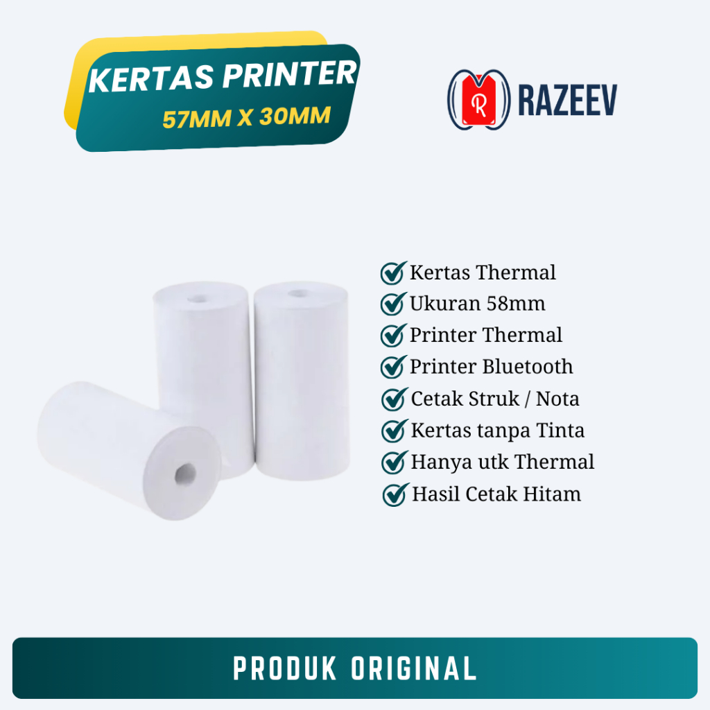 Jual Kertas Thermal Printer ukuran 58mm (Printer Bluetooth dan Printer ...