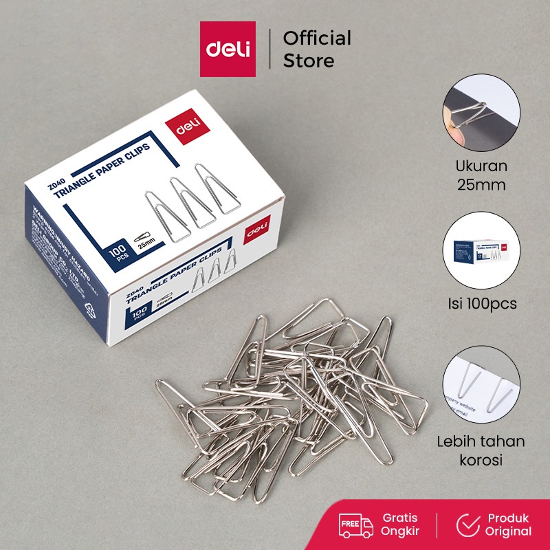 Jual Deli Klip Penjepit Kertas / Paper Clip High Quality Metal 100pcs ...