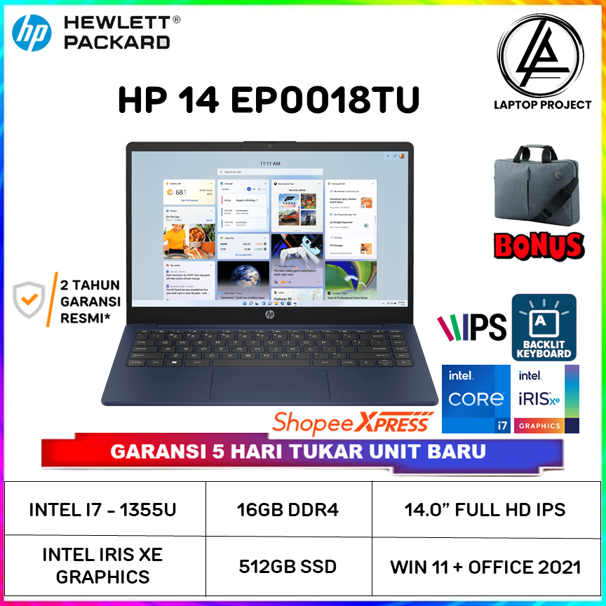 Jual HP 14 EP0018TU Intel i7 1355U RAM 16GB SSD 512GB 14" FHD IPS W11 ...