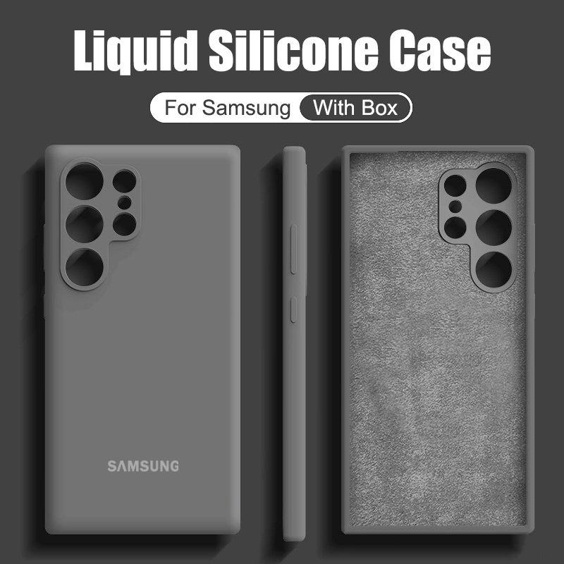 Jual With Logo With Box Liquid Silicone Velvet Soft Skin-friendly Phone Case For Samsung Galaxy ...