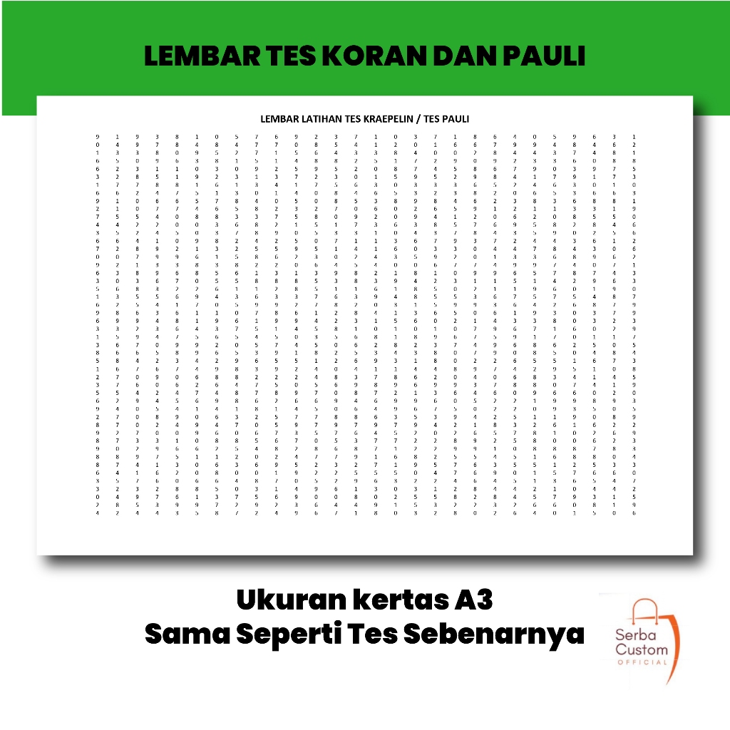 Jual Lembar psikotes tes koran/Tes kreapelin/Tes Pauli | Shopee Indonesia