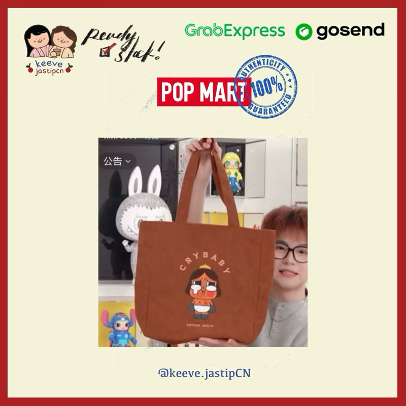 Jual POP MART Crybaby Crying Again Series Brown Velvet Tote Bag ...