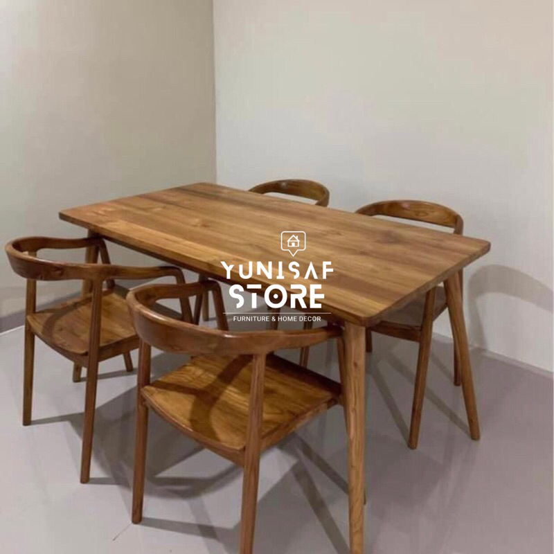 Jual Meja Makan 4 Kursi Minimalis Kayu Jati | Shopee Indonesia