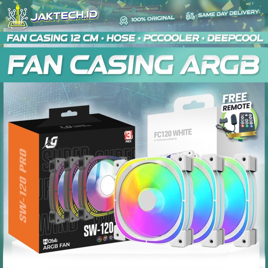 Jual Fan Casing ARGB 12cm 3 in 1 White/Black Free Remote | VenomRX ...