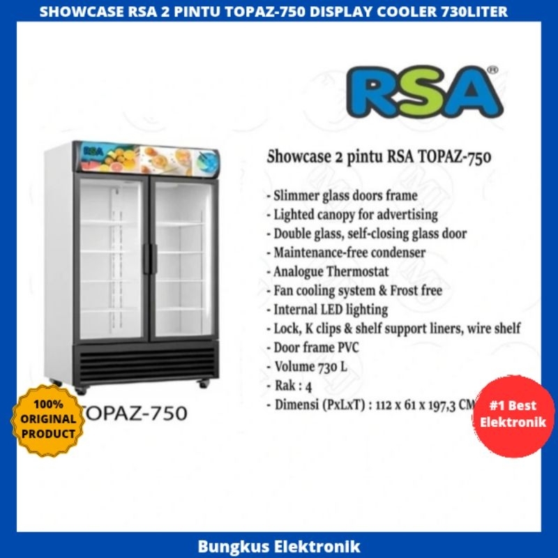 Jual SHOWCASE RSA 2 PINTU TOPAZ-750 730LITER DISPLAY COOLER RSA TOPAZ ...