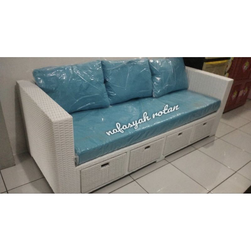 Jual kursi sofa laci, bahan rotan sintetis original expor | Shopee ...