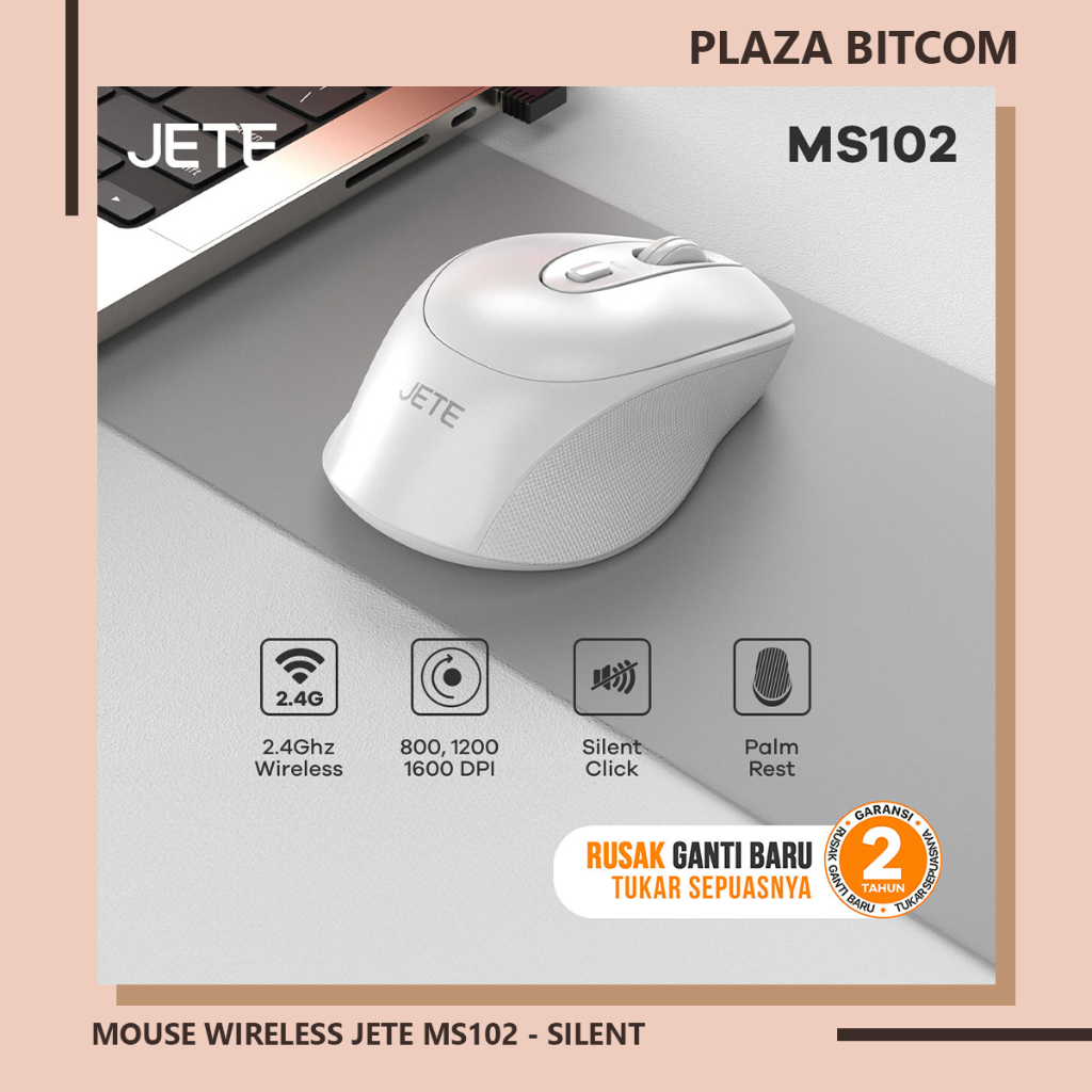 Jual MOUSE WIRELESS JETE MS 102 - SILENT CLICK | BITCOM PLAZA | Shopee Indonesia