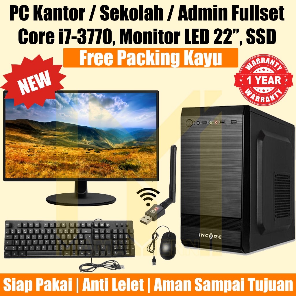 Jual PC Rakitan Kantor Core i7 3770 Monitor 22" RAM 16GB SSD / Paket Komputer/CPU Office/Admin ...