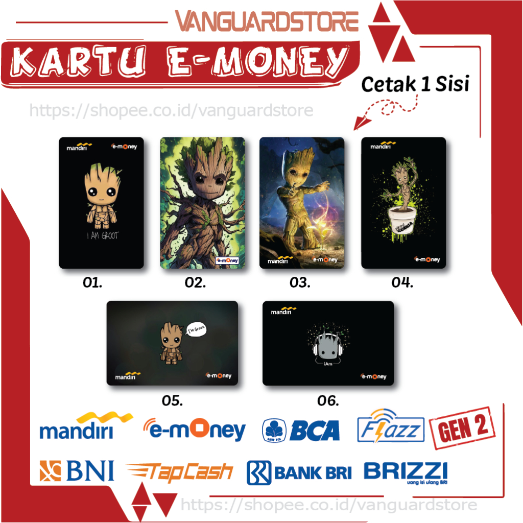 Jual KARTU E MONEY E TOLL KARTUN GROOT ANIME 23 EMONEY MANDIRI FLAZZ ...