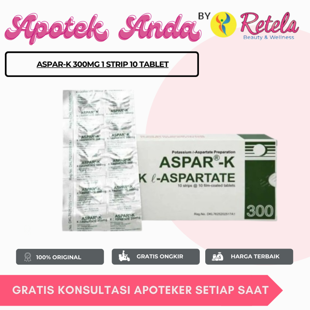 Jual ASPAR-K 300MG 1 STRIP 10 TABLET / UNTUK KELELAHAN / KEKURANGAN ...