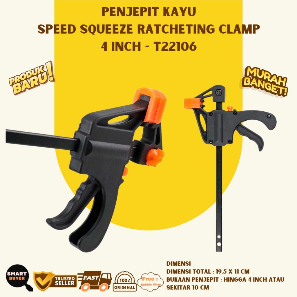 Jual F Clamp Klem Kayu 4 inch Quick Clamp Ratchet Release Woodworking ...