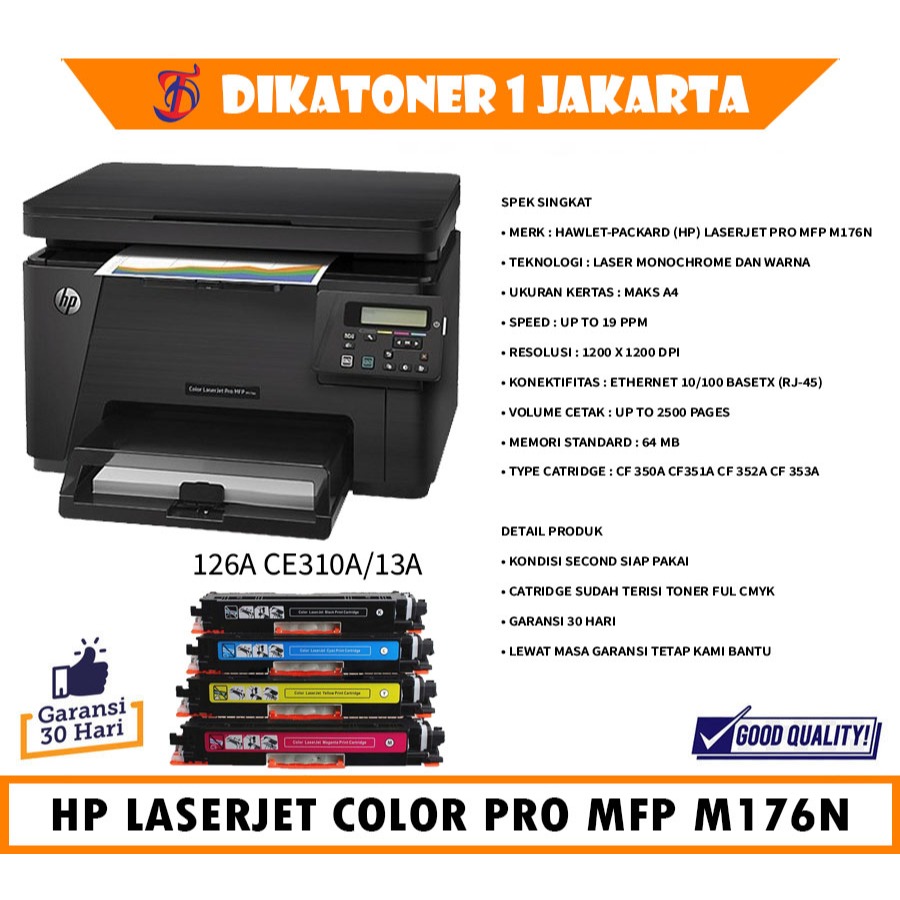 Jual Printer HP Color LaserJet Pro MFP M176n | Print,Scan,Copy warna A4 ...
