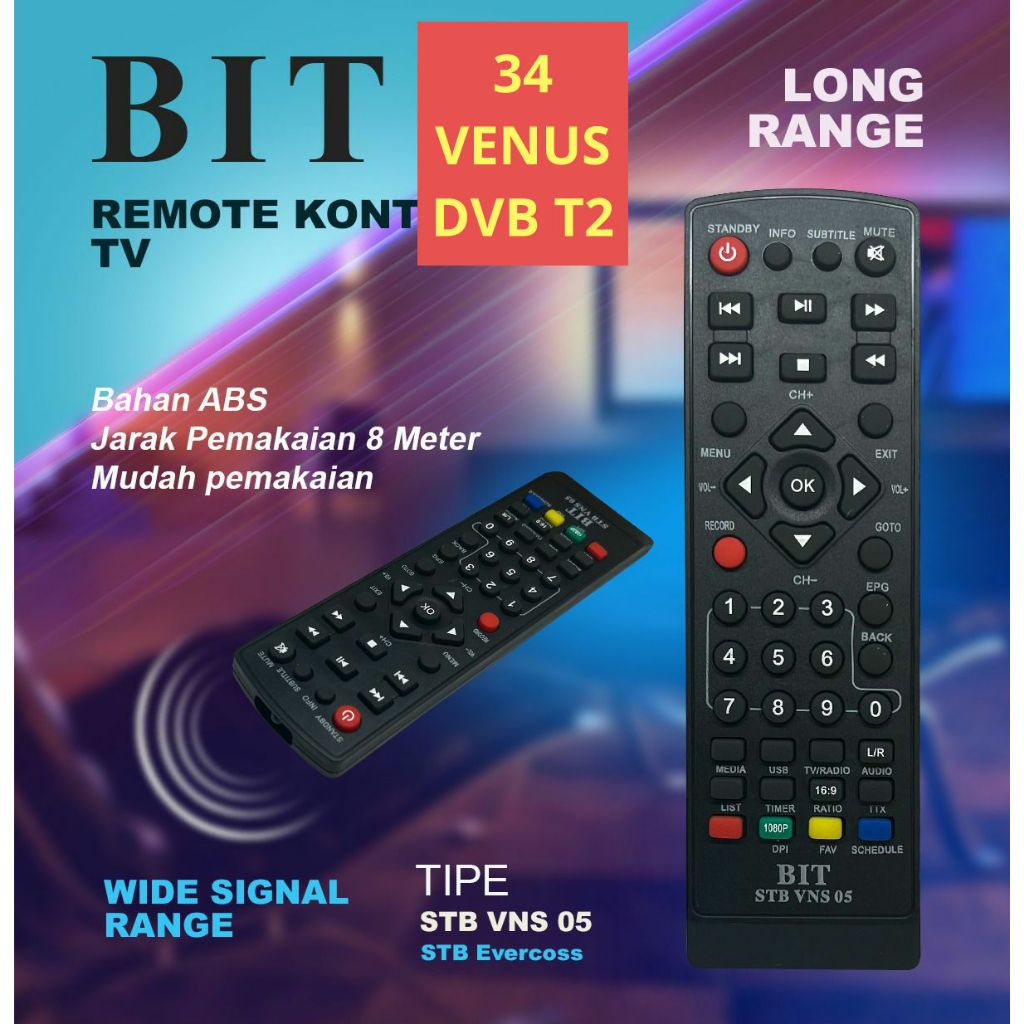 Jual REMOTE STB DVB T2 SET TOP BOX UNIVERSAL SUPPORT SEMUA MERK VENUS ...