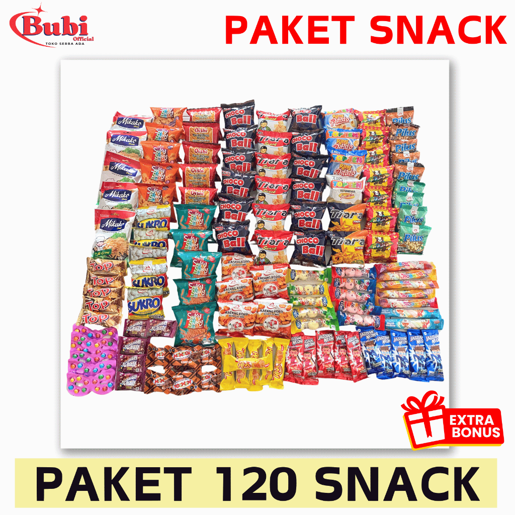 Jual PAKET SNACK ISI 120 pcs | PAKET JAJANAN ANAK | SNACK MURAH | FREE ...
