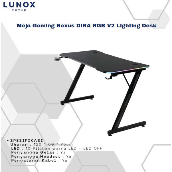 Jual Rexus Gaming Desk/Meja Gaming Dira RGB | Meja Gaming Rexus DIRA ...