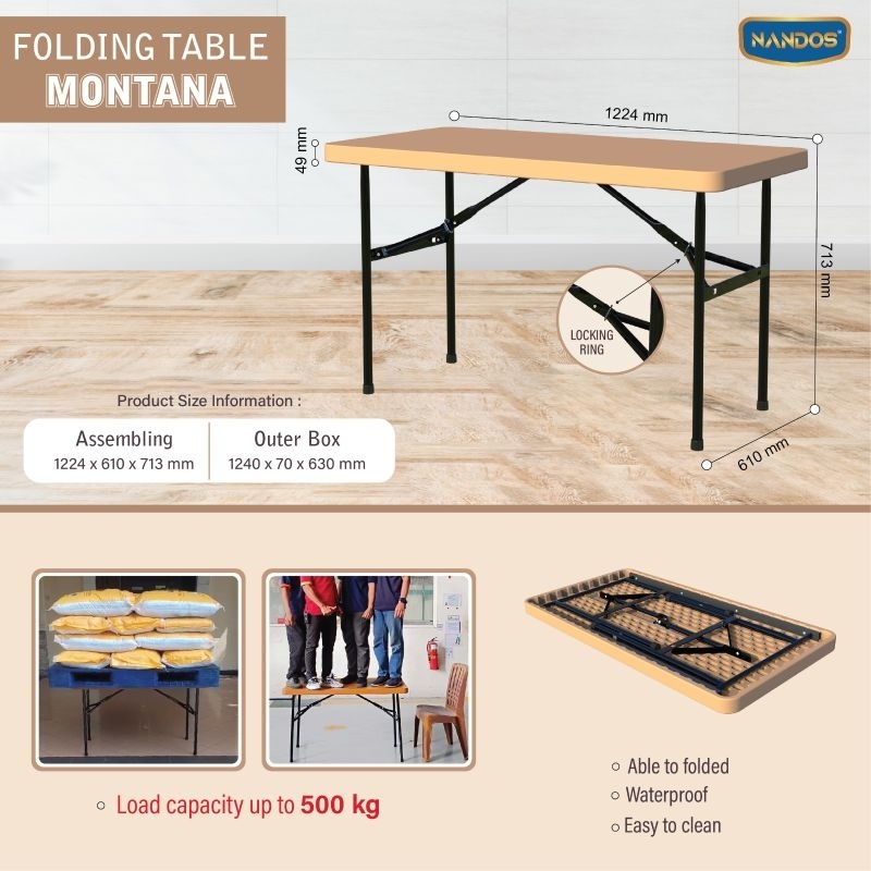 Jual Folding Table Montana Nandos Meja Lipat Murah Meja Makan / Belajar ...
