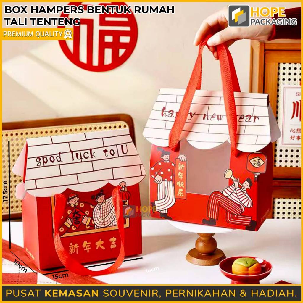 Jual Box Imlek Tenteng Bentuk Rumah / Paper Bag Hampers Sincia / Box ...