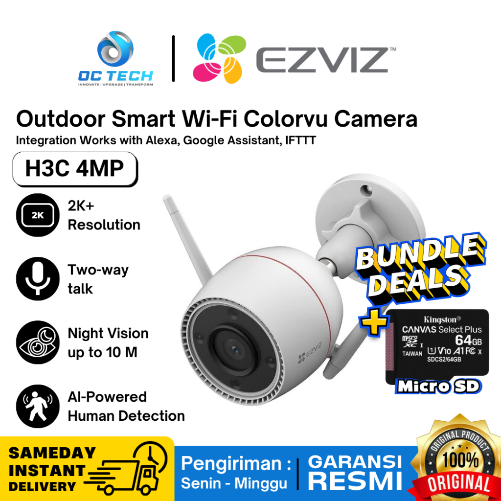 Jual Ezviz H3c 4MP 2K+ Smart IP Camera CCTV Outdoor Colorvu Two Way ...