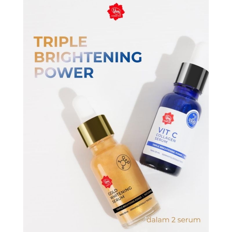Jual Viva Triple Brightening Serum 20ml ( VIT C Collagen serum, Gold ...