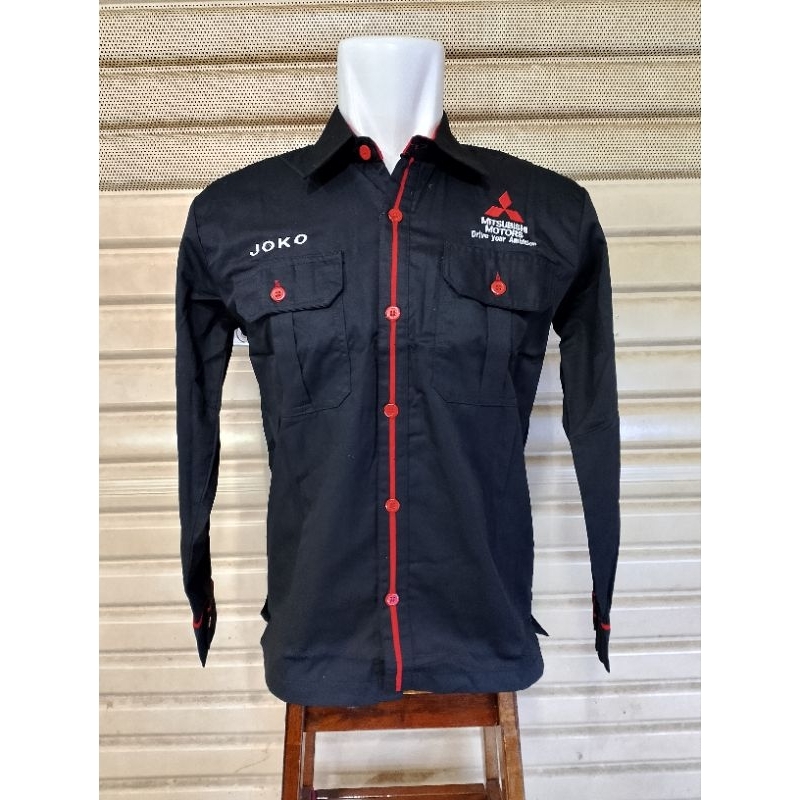 Jual Kemeja MITSUBISHI Seragam Mitsubishi Merah Lis Merah Panjang ...
