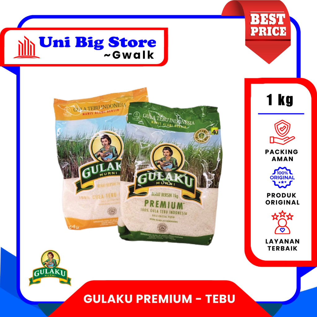 Jual GULAKU GULA PASIR PREMIUM PUTIH - TEBU KUNING - 1 kg | Shopee ...
