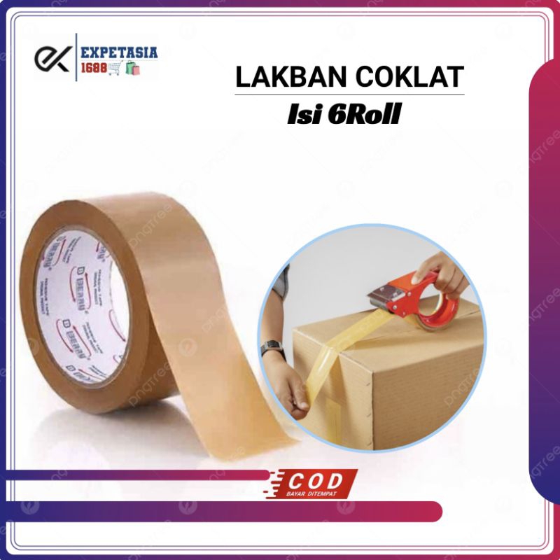 Jual Isi 6-ROLL Lakban Coklat 45 x 100 Yard / Lakban Peraket Tape Super ...