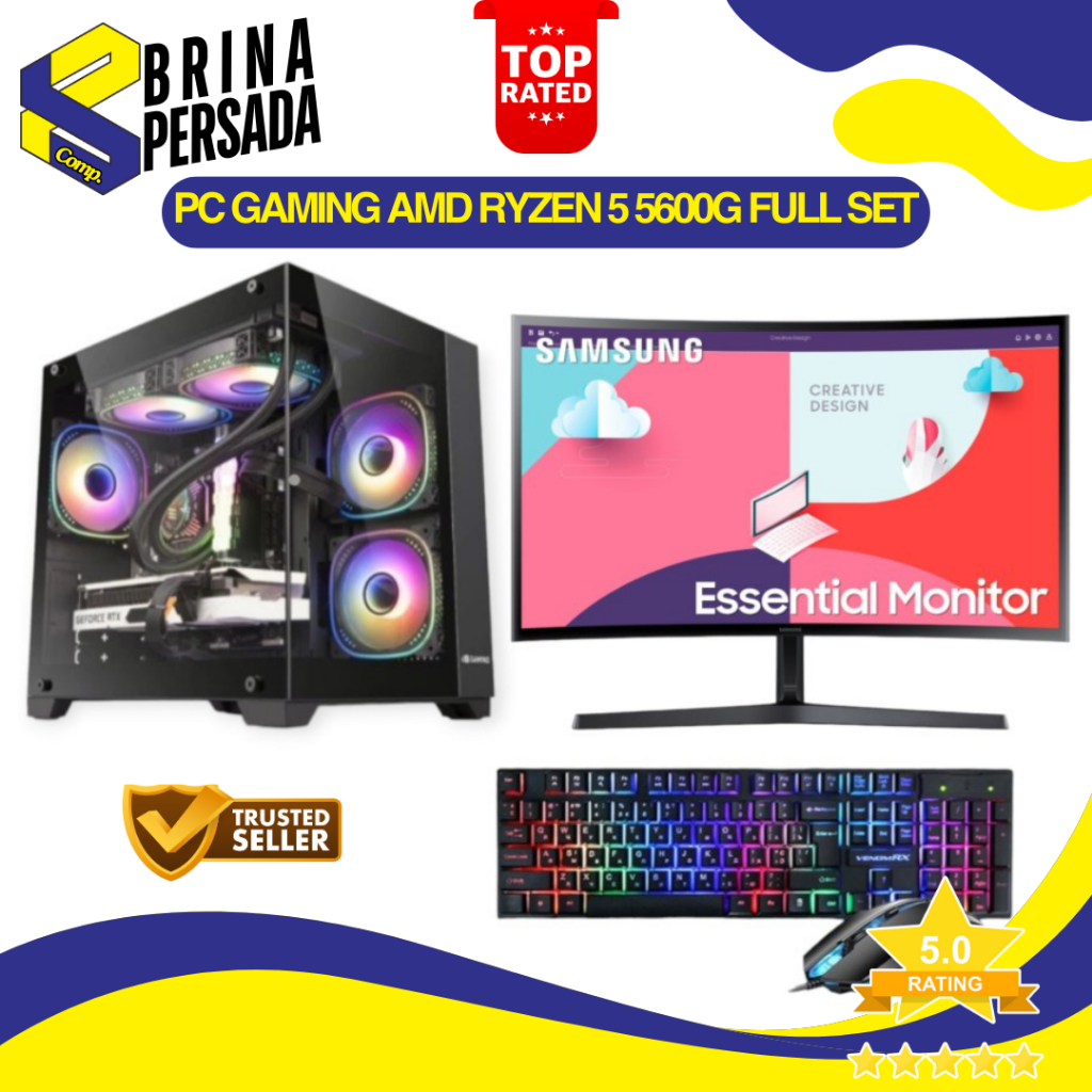 Jual PC Gaming AMD Ryzen 5 5600G Full Set Monitor LED 24 Inch Siap ...