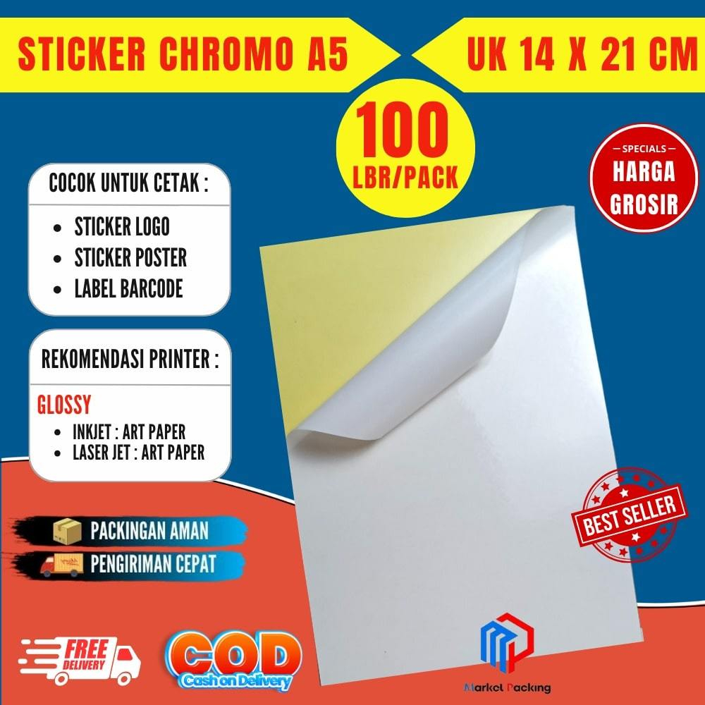 Jual STIKER LABEL CHROMO UKURAN A5 / STICKER UKURAN A5 | Shopee Indonesia