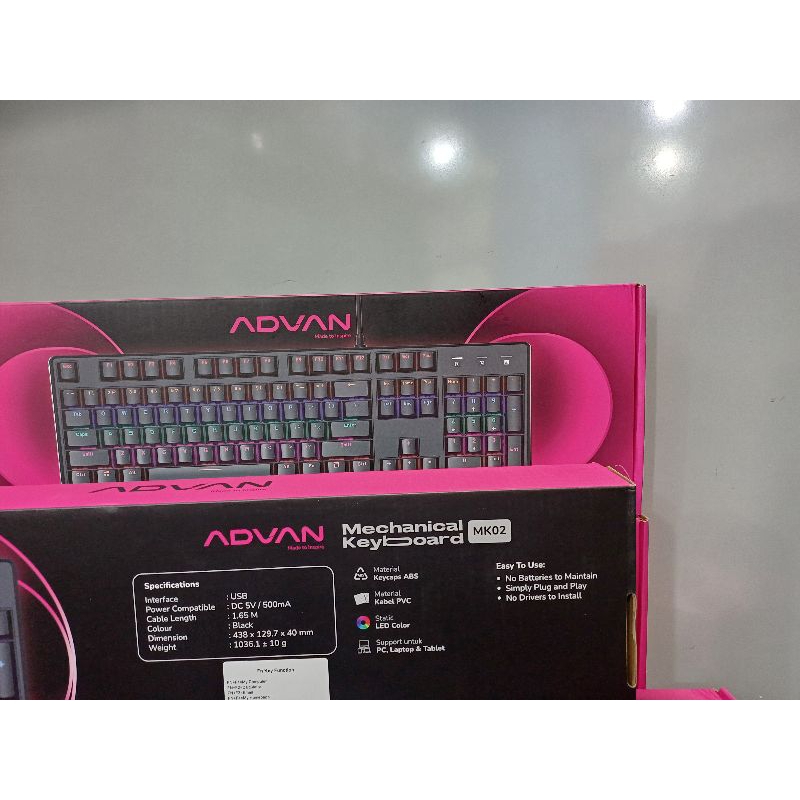 Jual Mechanical Keyboard ADVAN MK02 Gaming Keyboard TKL RGB Backlit ...