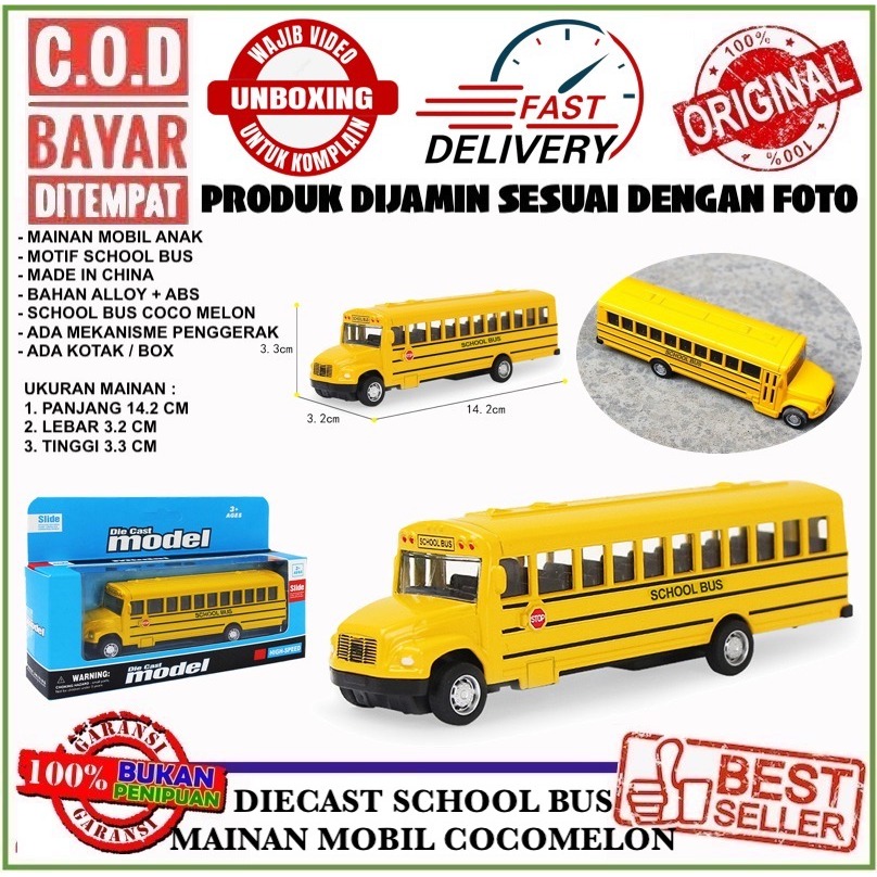 Jual C.O.Diecast Mainan Mobil Anak School Bus Lagu Coco Melon Bahan ...