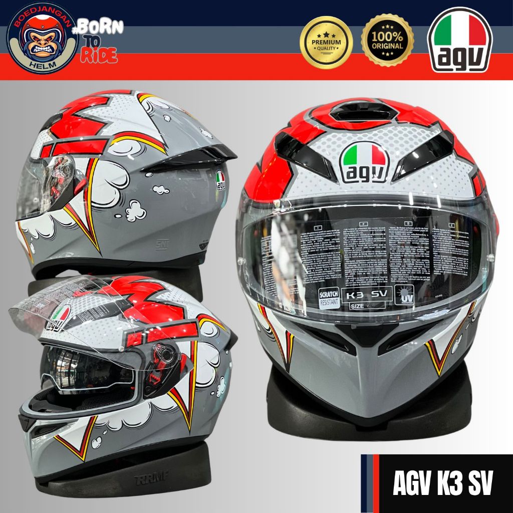 Jual HELM AGV K3SV BUBBLE GREY - AGV K3-SV FULL FACE - AGV K3 ORIGINAL ...