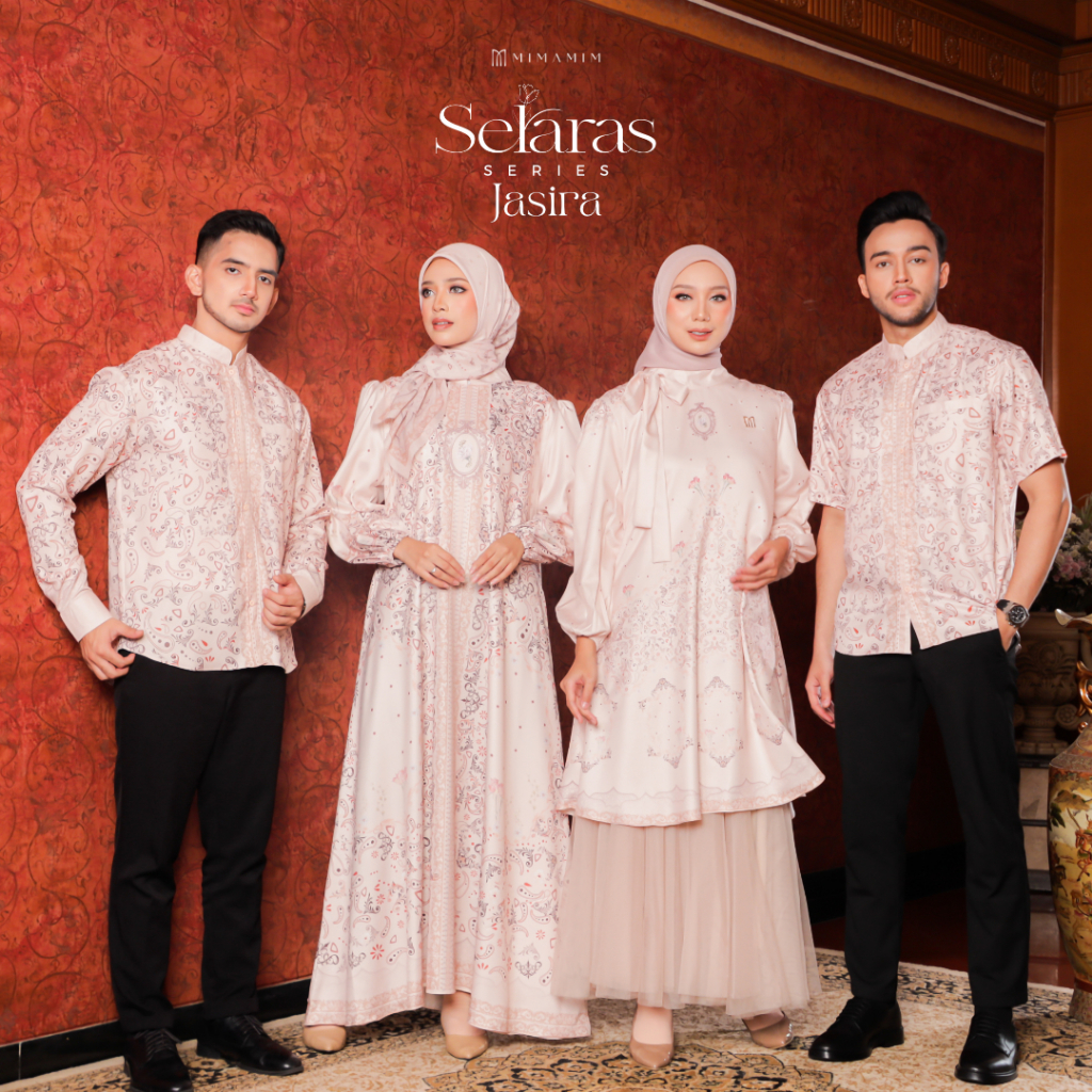 Jual Mimamim - Gamis Muslim Couple Set Selaras Jasira Series Cream Gold ...