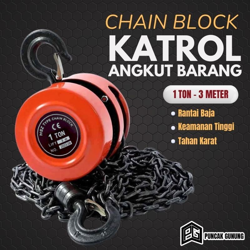Jual Katrol Angkat Barang Chain Block Rantai Baja Kuat Beban 1 Ton ...