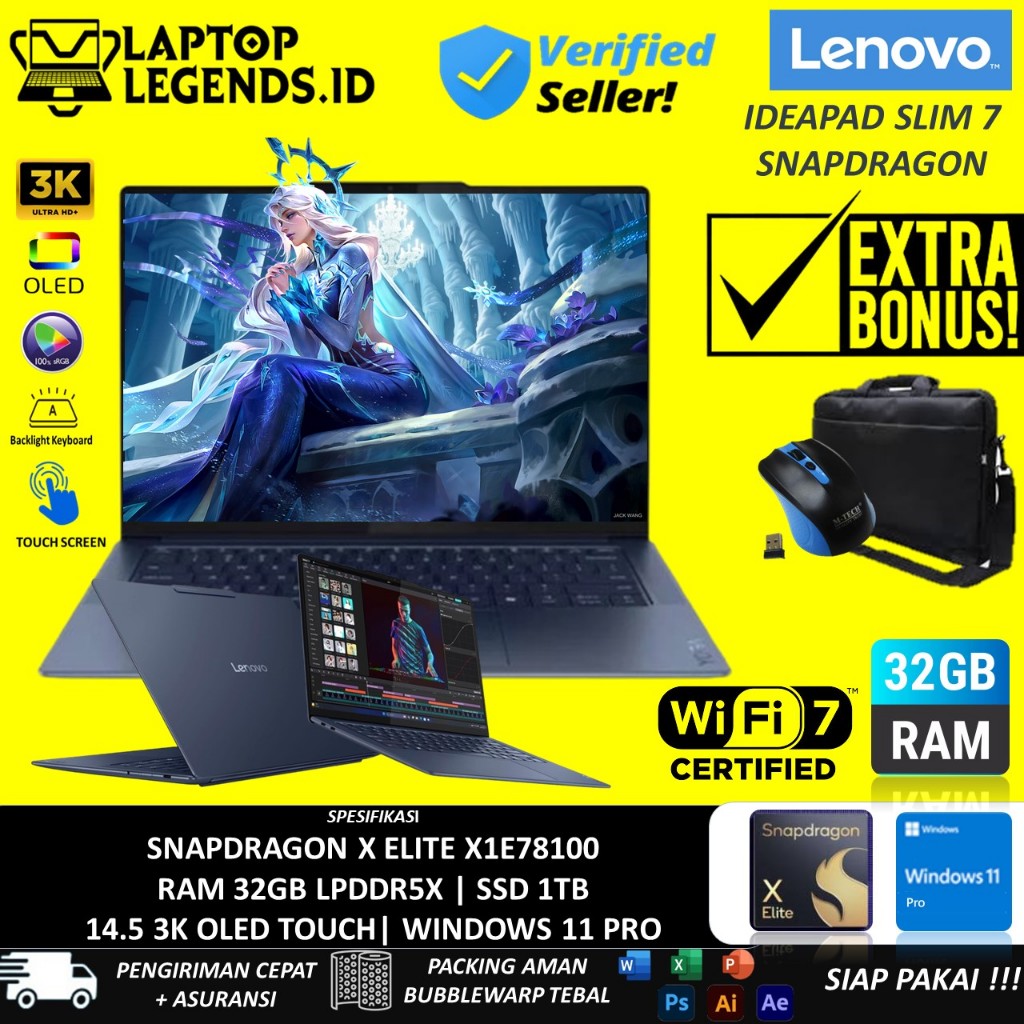 Jual Lenovo Yoga Slim 7x Snapdragon X Elite X1e78100 32gb Ddr5 1tb 4.5 ...