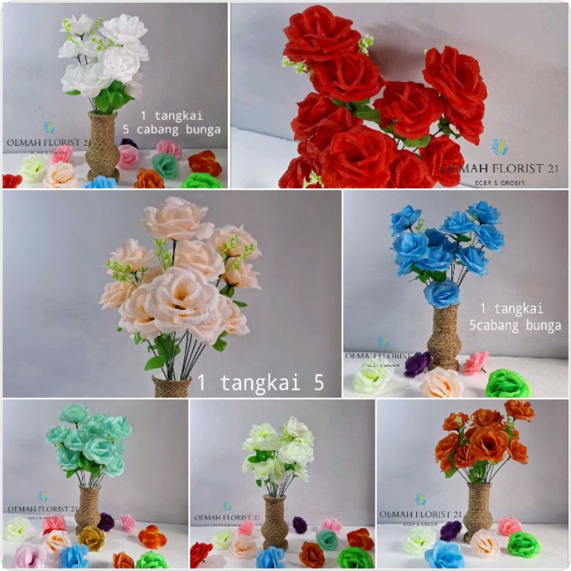 Jual Bunga Mawar Rose Of Cabang 5 Bahan Kain Dan Plastik - rose jepang ...