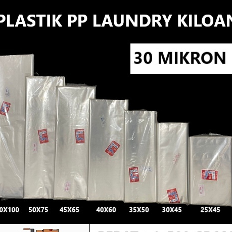 Jual Plastik Kantong Besar Laundry PP Bening Tebal 03 20x35 30x45 40X60 ...