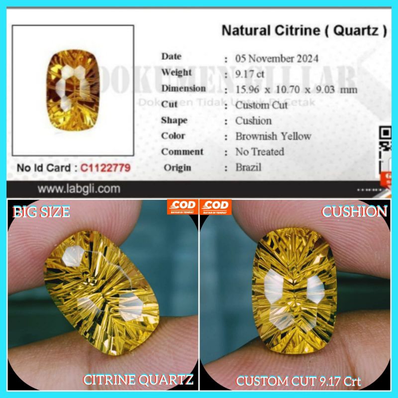 Jual NATURAL BATU PERMATA CITRINE QUARTZ CUSTOM CUT HQ (FREE MEMO) A223 ...