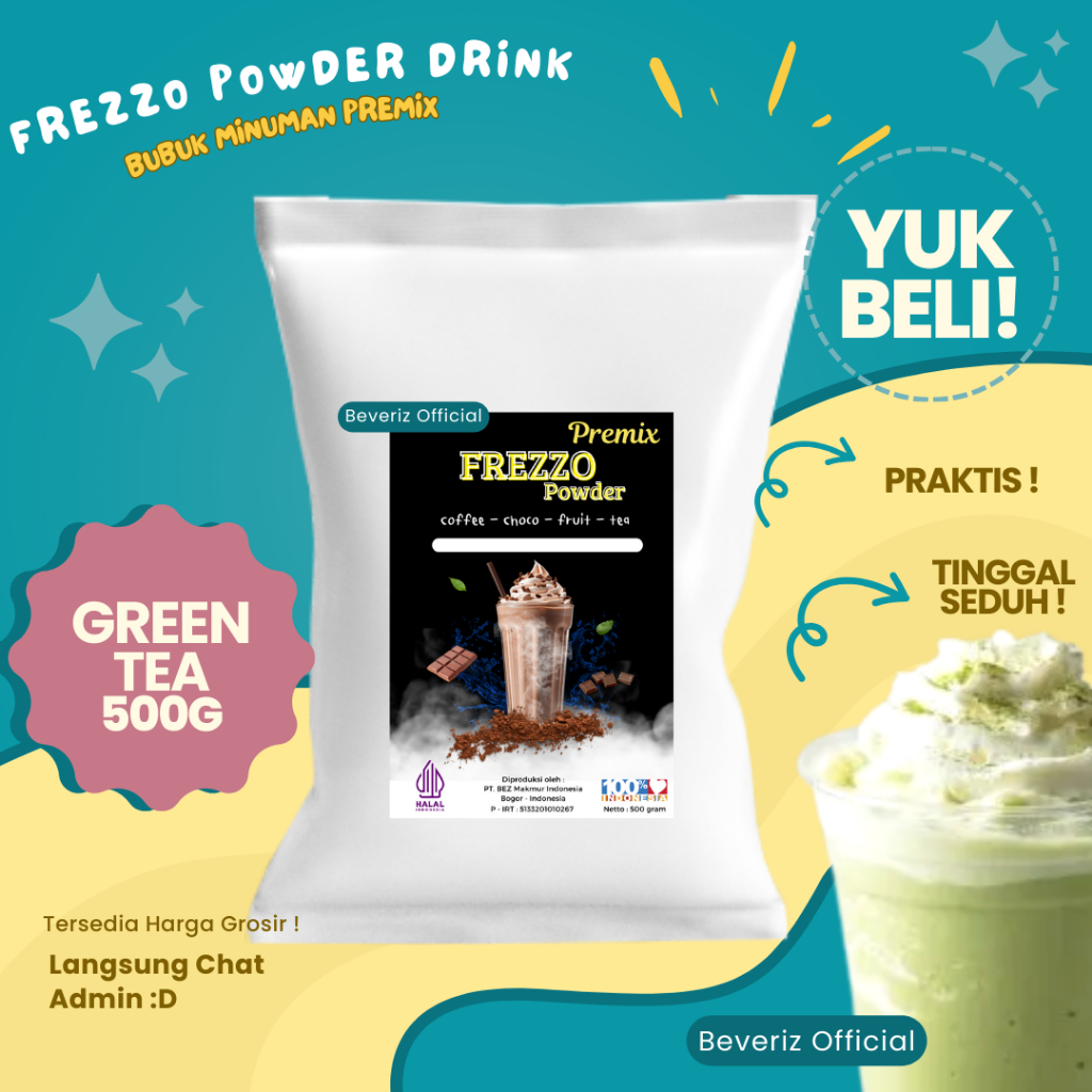 Jual BEVERIZ Frezzo Bubuk Minuman Rasa Teh Hijau | Green Tea Boba ...