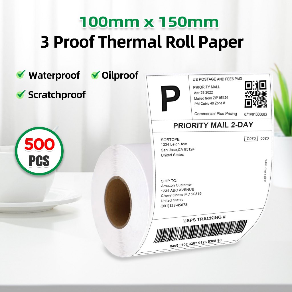 Jual KERTAS STICKER LABEL THERMAL LIPAT 100x150 BARCODE A6 76x130 BARCODE A7 | Shopee Indonesia