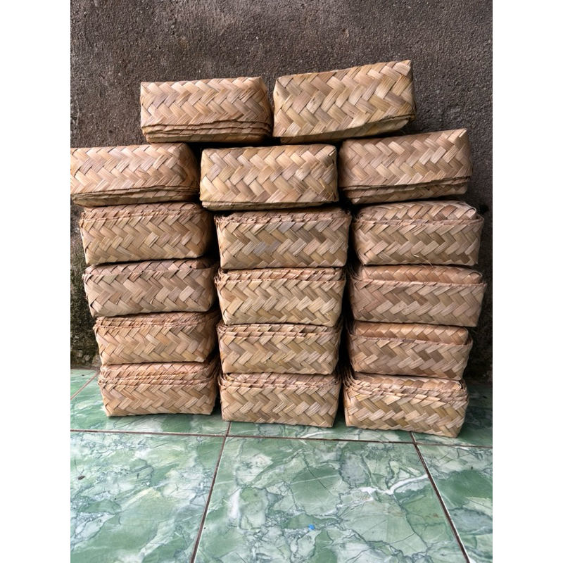 Jual 100Pasang Besek Anyaman Bambu 18cm X 18cm (SUDAH TERMASUK TUTUP ...