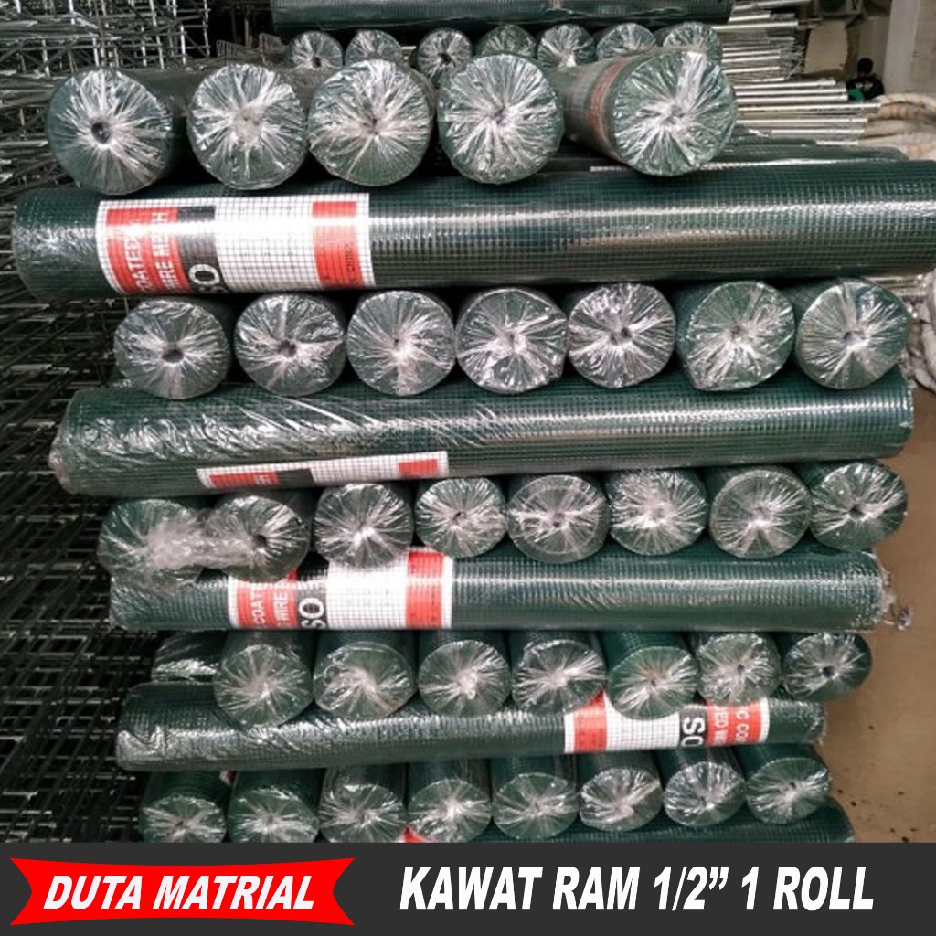 Jual Kawat Loket Ram PVC / Kawat Ayakan / Kawat Hijau 1/2" x 90 cm x 10 ...